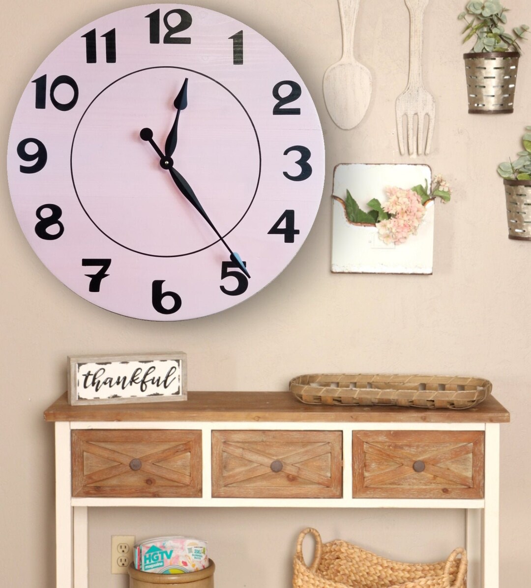 The Kennedy Farmhouse Clock - Rustic Clock - Over Sized Wall Clock ...