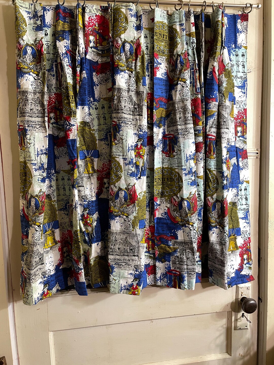 1976 Bicentennial Cotton Curtains (set of 3), 70s Theme - Etsy