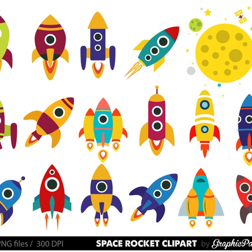 Rocketship Clip Art. Outer Space Clip Art. Outer Space | Etsy