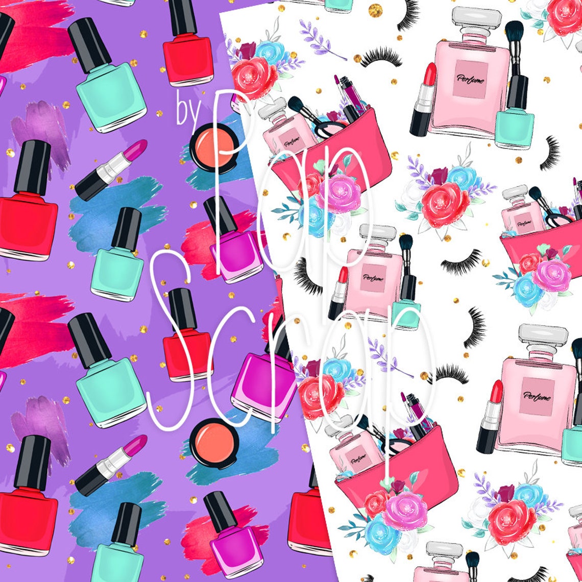 Makeup papers Hand Drawn digital papers Fashion papers | Etsy