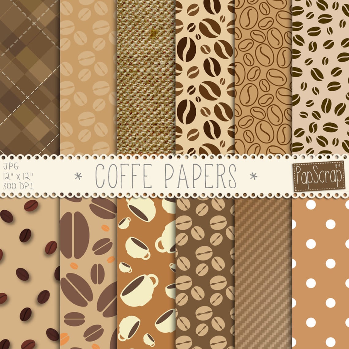 Coffee Digital Paper : Coffe Papers Brown Digital | Etsy