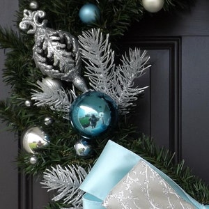 Huge Christmas Wreath Blue & Light Blue Ornaments - Christmas Blue Way ...