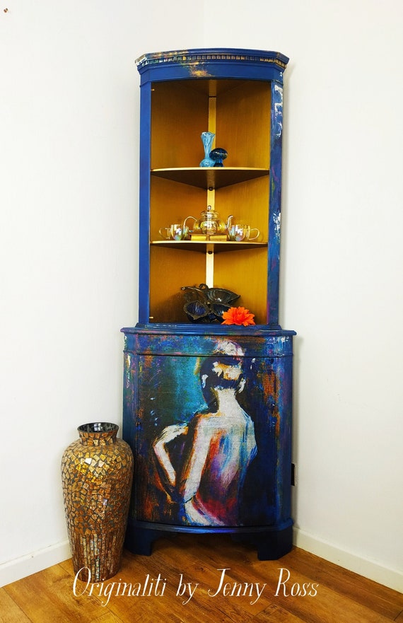Corner Cabinet Hand Painted Gin Cupboard Cocktail Wine Cabinet Art Print Drinks Bar Made to Order Etsy
