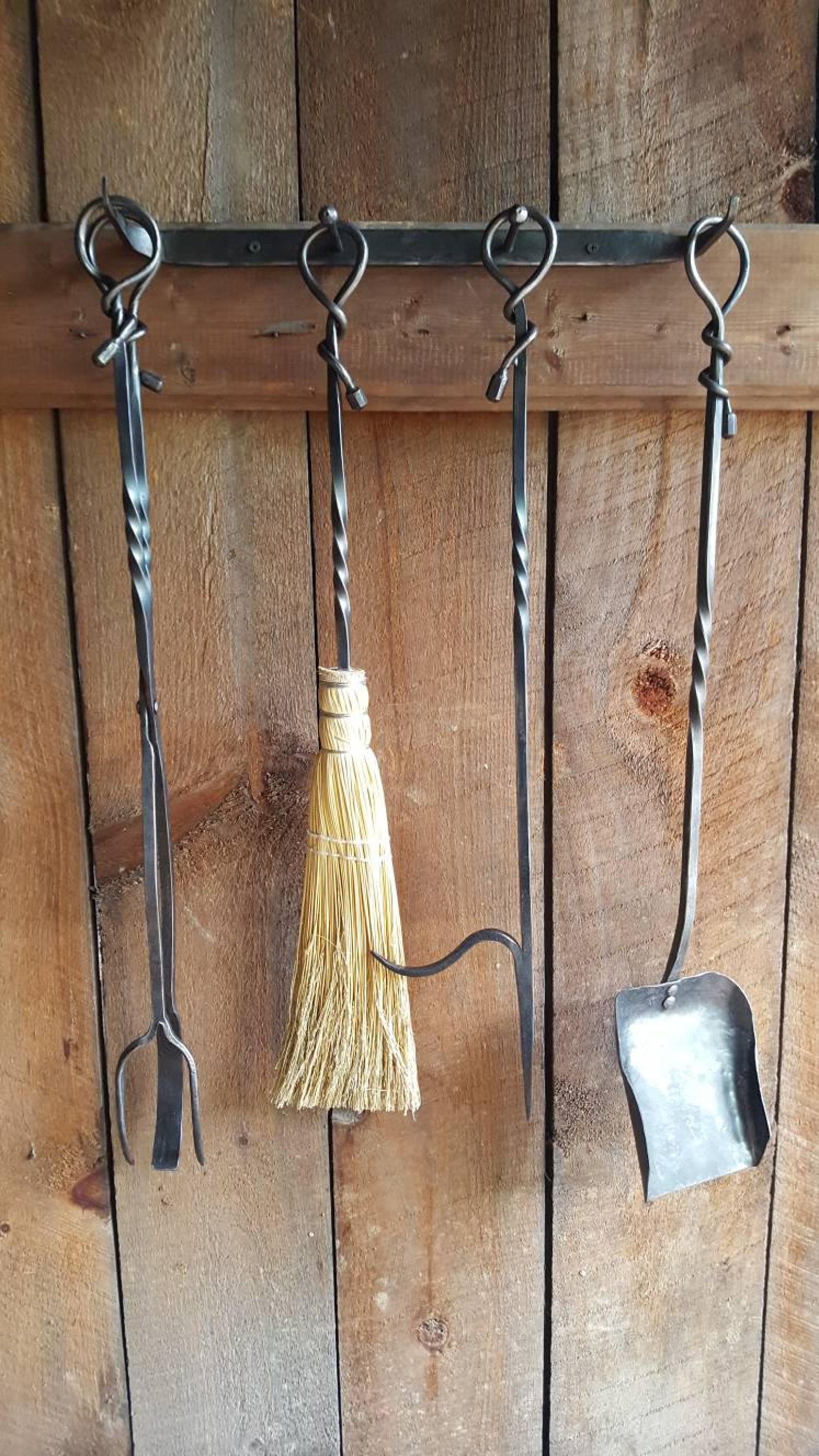 Hand Forged Fireplace Tool Set - Etsy