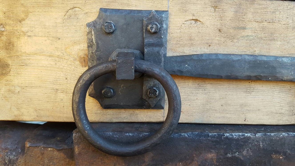 Hand Forged Barn Door Double Door Ring Latch. | Etsy