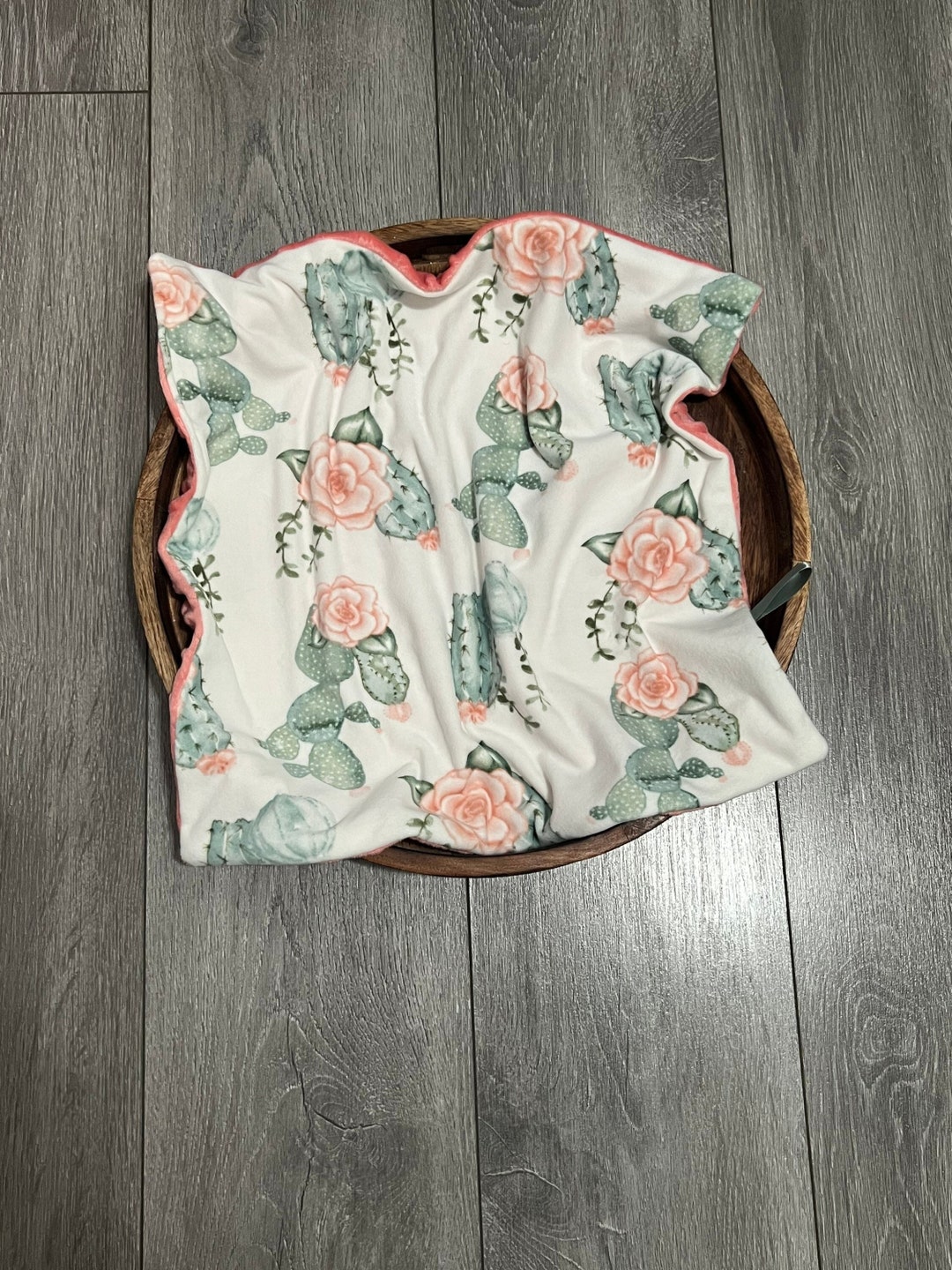 Minky Security Lovey Blanket Pink Floral Cactus Baby Tag Blankie - Etsy