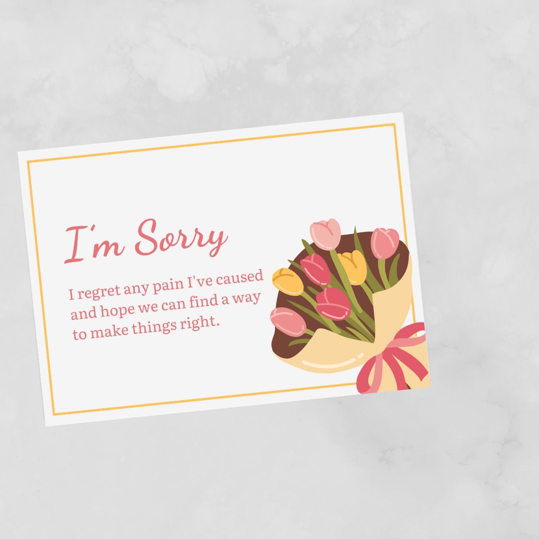 Printable "i'm Sorry" Card With Floral Design – Digital Download - Etsy