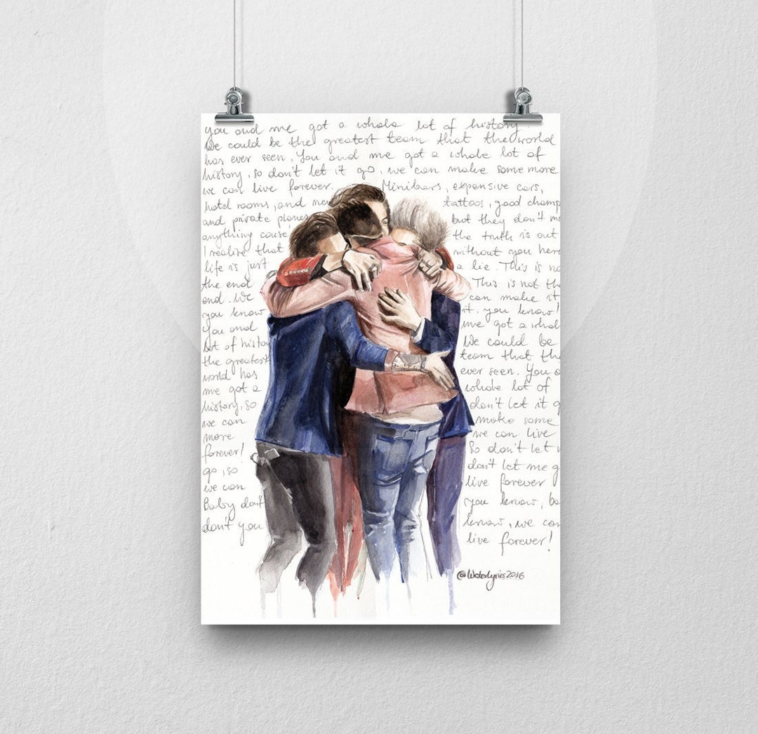 POSTER ARTPRINT of Watercolor Portrait of One Direction With "history ...