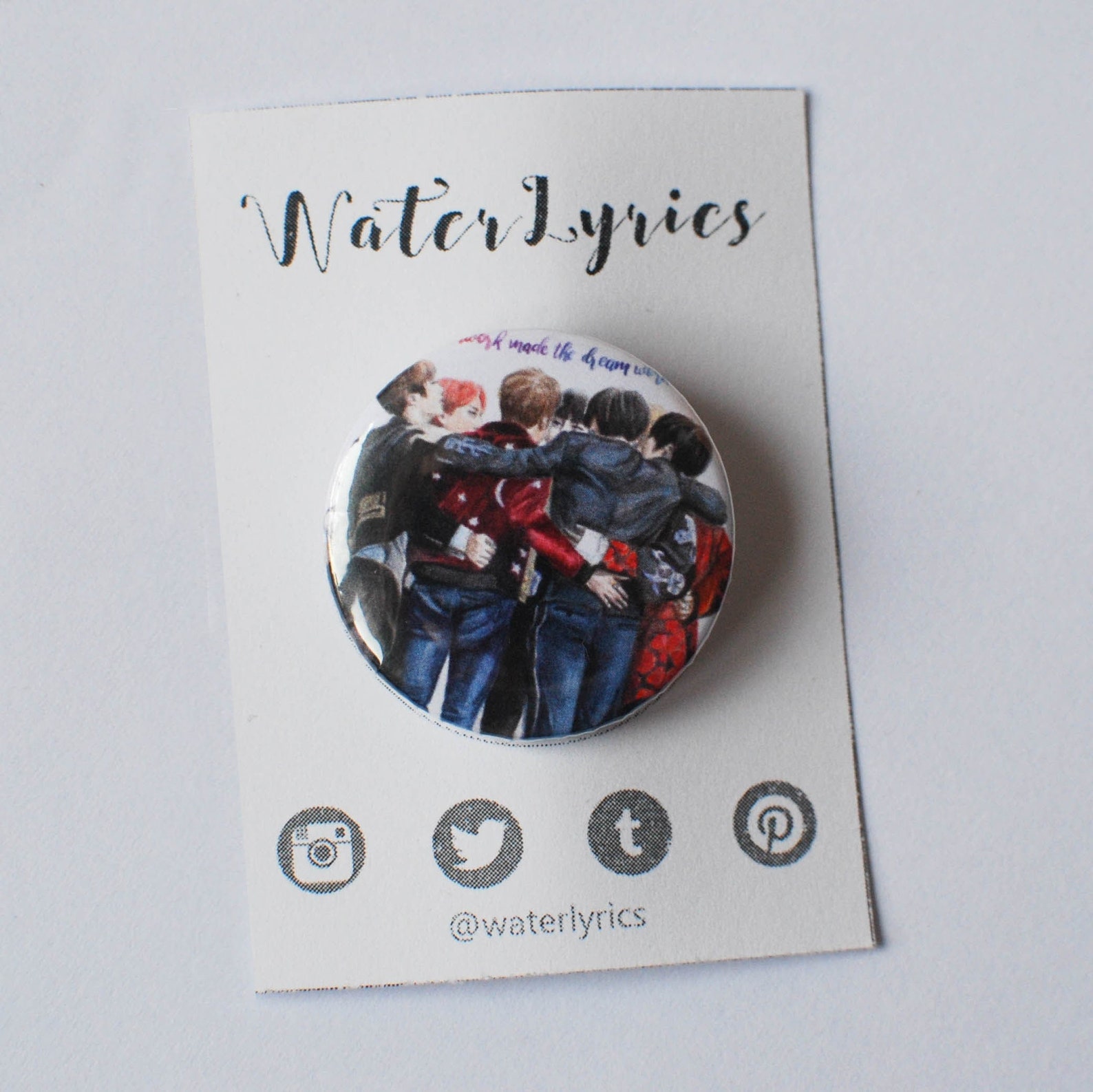 BTS Hug ///BUTTON With Watercolor Painting / Group Hug / RM / | Etsy