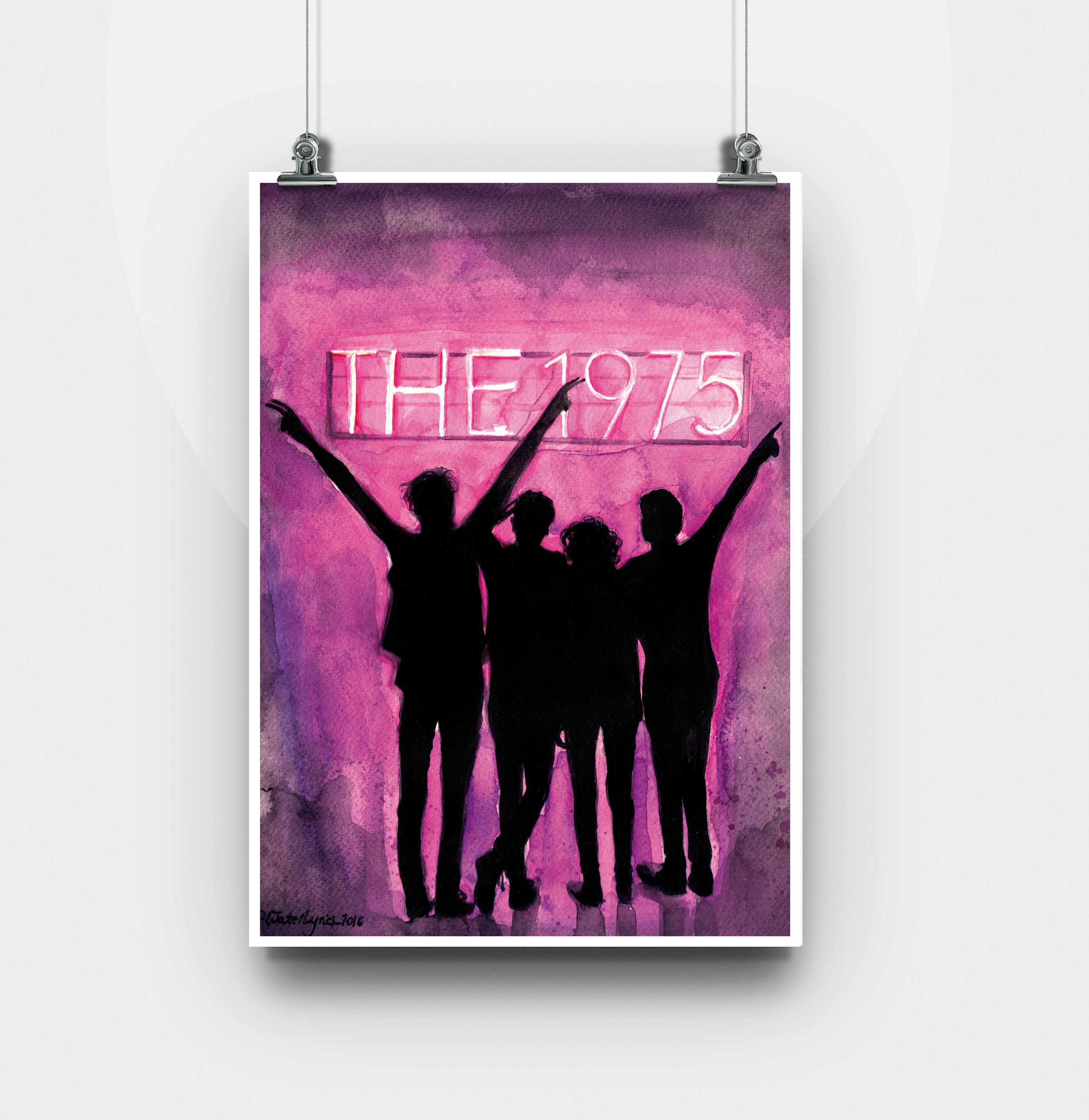 POSTER ARTPRINT of the Original THE 1975 band on stage with neon fanart ...