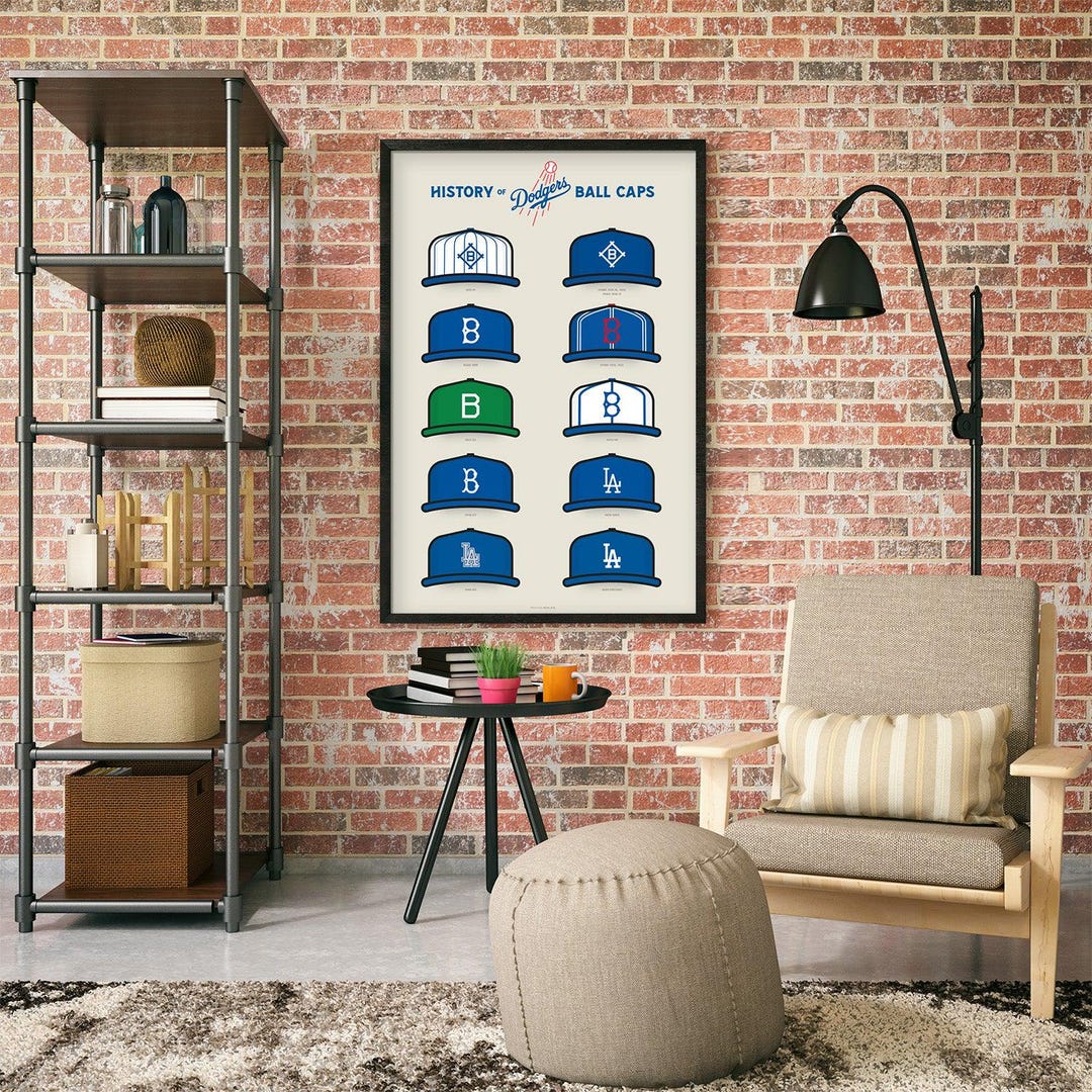 Dodgers History of Ball Caps Poster - Etsy