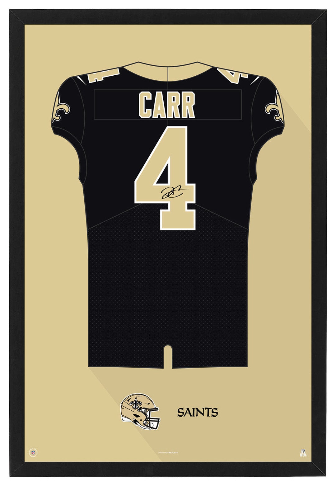 New Orleans Saints Derek Carr Autographed Jersey Framed Print - Etsy