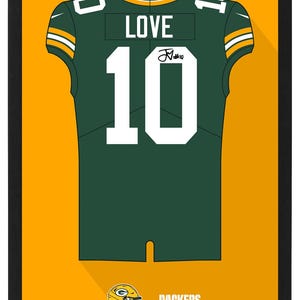 Green Bay Packers Jordan Love Autographed Jersey Framed Print - Etsy