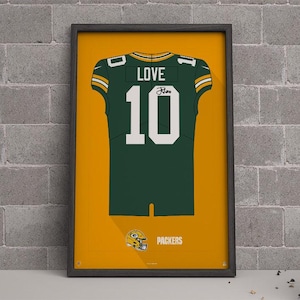 Green Bay Packers Jordan Love Autographed Jersey Framed Print - Etsy