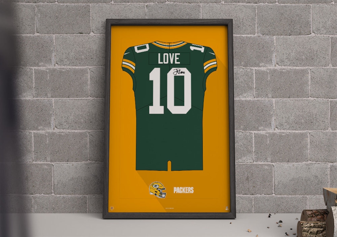 Green Bay Packers Jordan Love Autographed Jersey Framed Print - Etsy