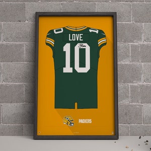 Green Bay Packers Jordan Love Autographed Jersey Framed Print - Etsy