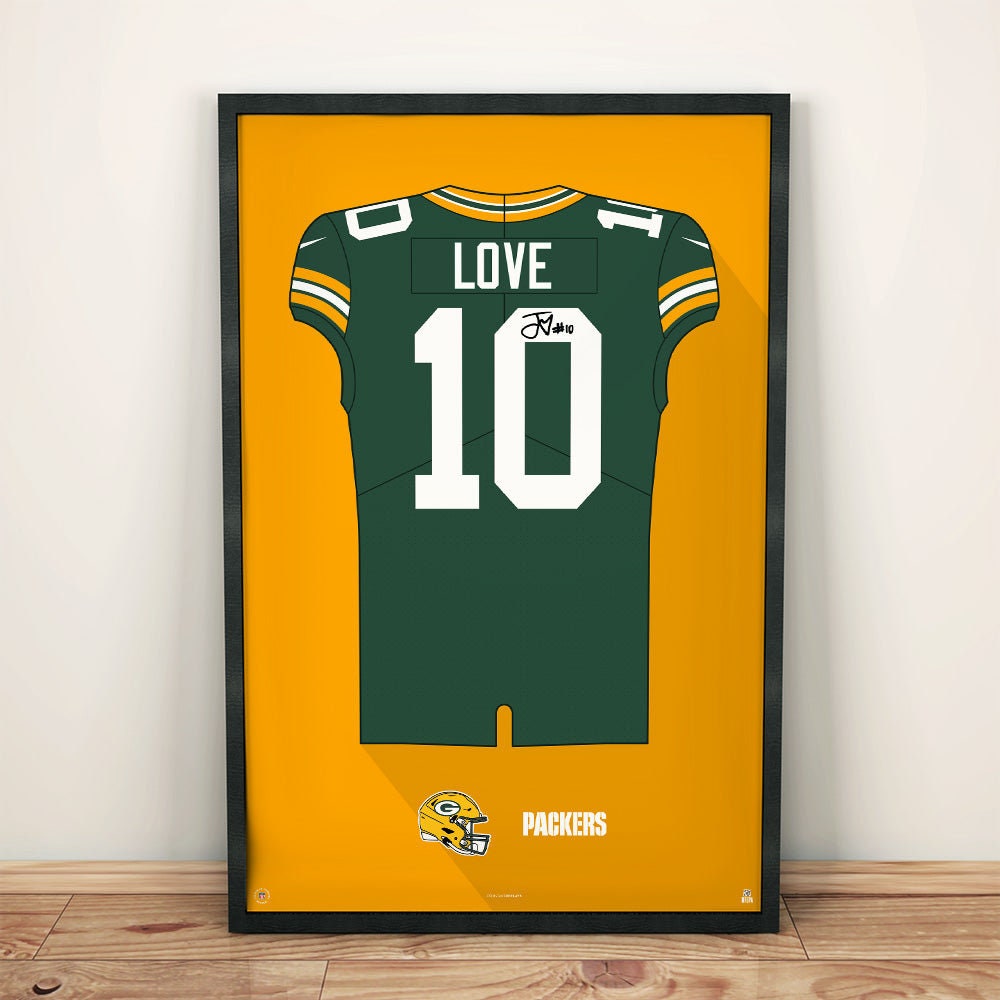 Green Bay Packers Jordan Love Autographed Jersey Framed Print - Etsy