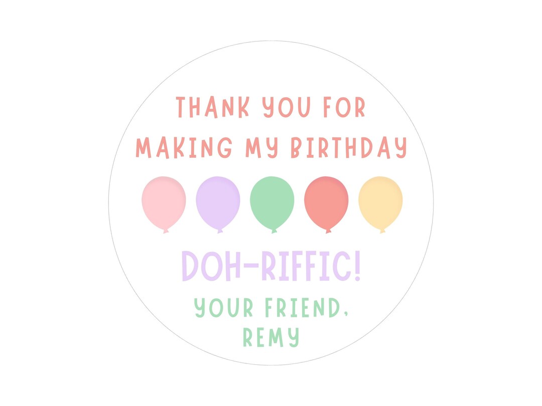 DOH-RIFFIC Birthday Stickers | Playdoh Birthday Sticker | Birthday ...