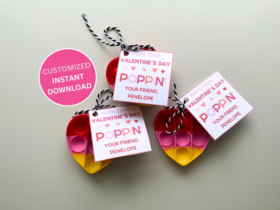 CUSTOM Valentine Pop It Tags | Valentine Poppin Tags With Name ...