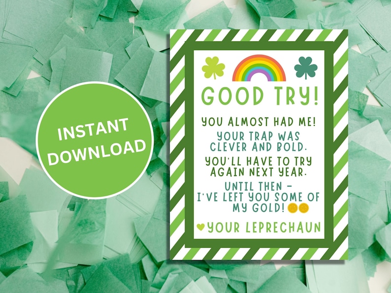 St Patricks Day Kids Printable, Leprechaun Letter Printable, Leprechaun Trap Note, St Patricks ...