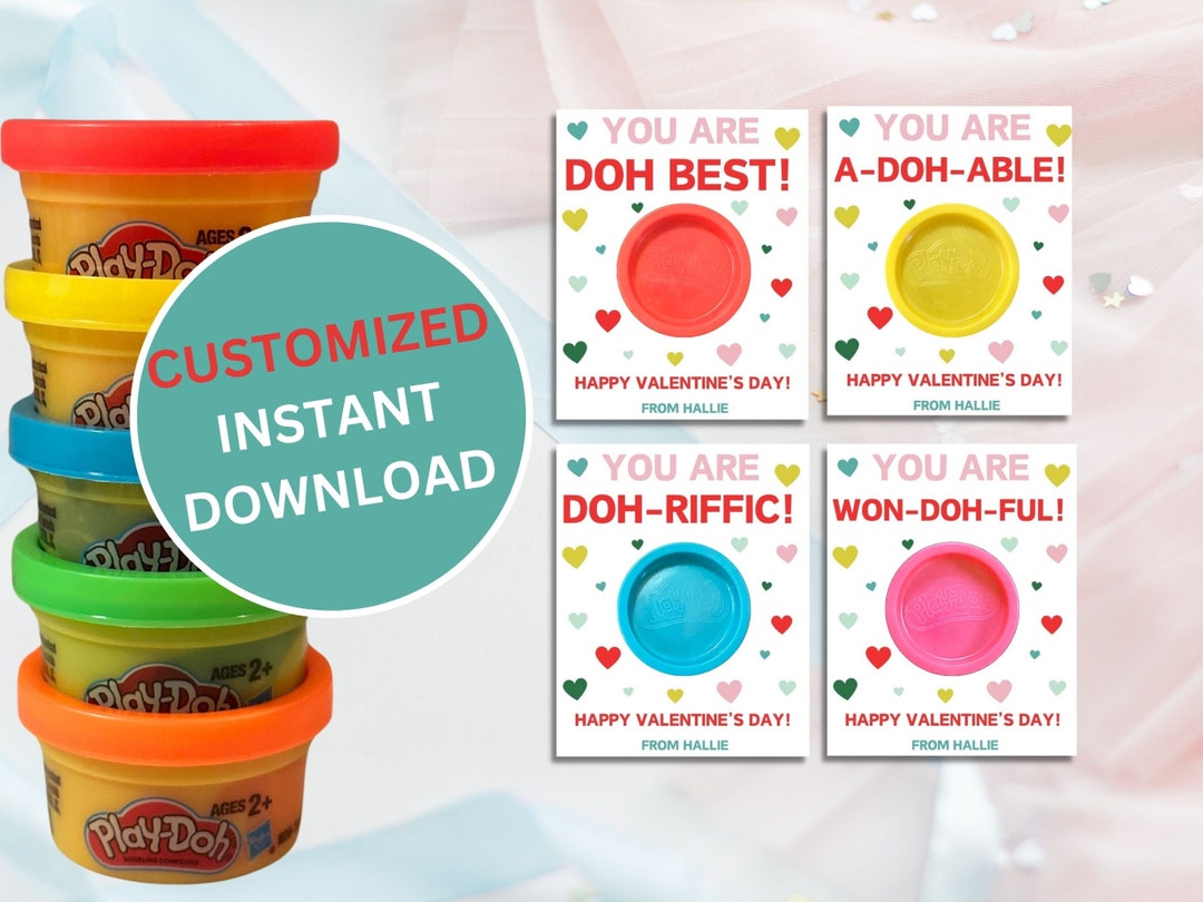 CUSTOM Valentine's Day Play Doh Cards Digital Valentine Playdoh Card ...