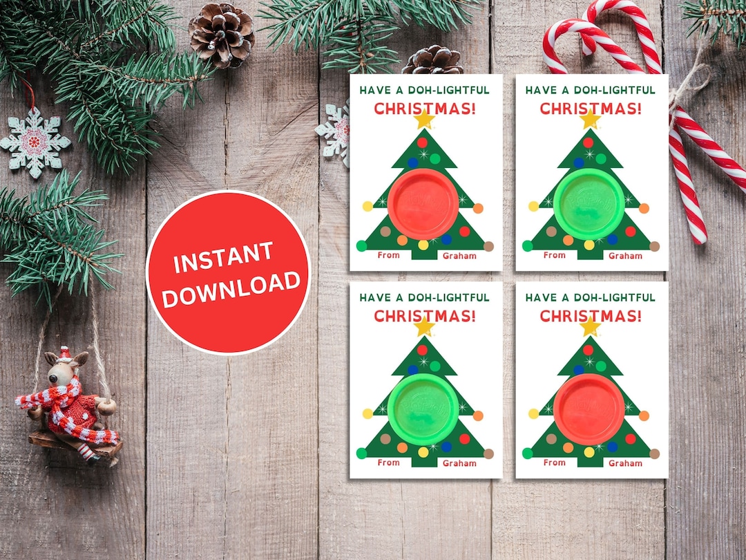 Christmas Tree Play Doh Cards Holiday Playdoh Printable Kids Activity ...