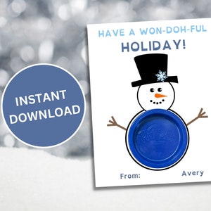 Snowman Play Doh Cards - Blue Font - Holiday Playdoh - Printable Kids ...