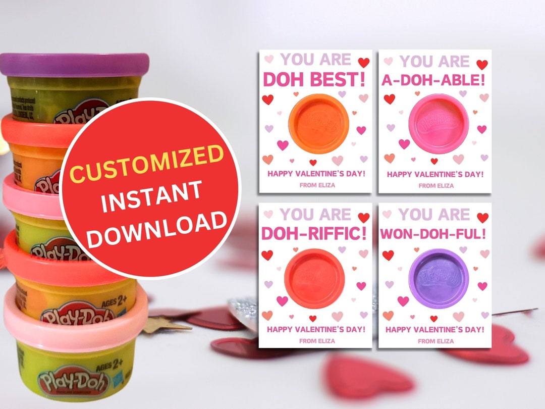 CUSTOM Valentine's Day Play Doh Cards | Digital Valentine Playdoh Card ...