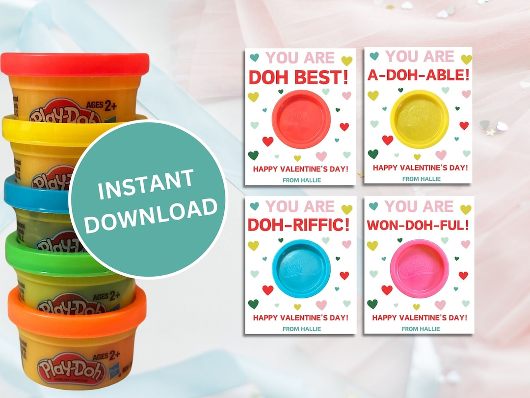 Valentine's Day Play Doh Cards | Valentine Playdoh | Class Valentine's ...