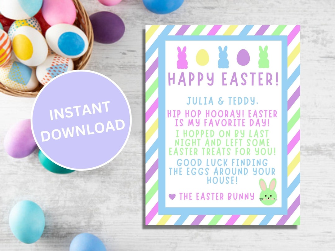 Easter Kids Printable, Easter Bunny Letter Printable, Easter Rabbit ...