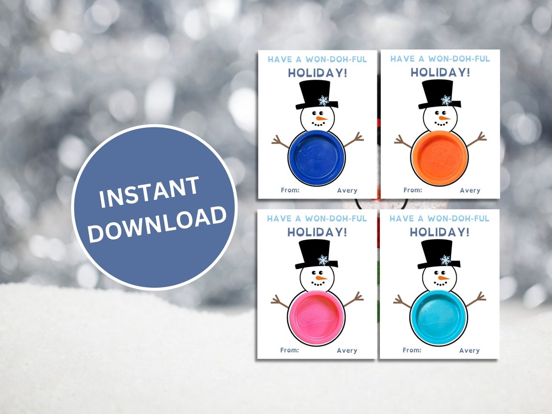 Snowman Play Doh Cards - Blue Font - Holiday Playdoh - Printable Kids ...