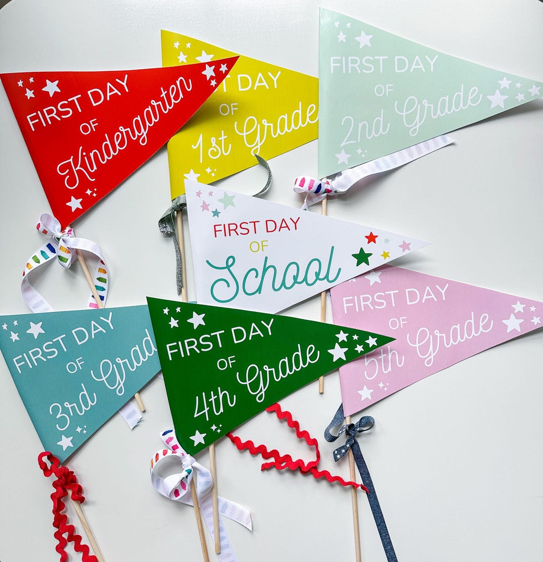 1st Day of Kindergarten Pennant Flag First Day of Kindergarten Pennant ...