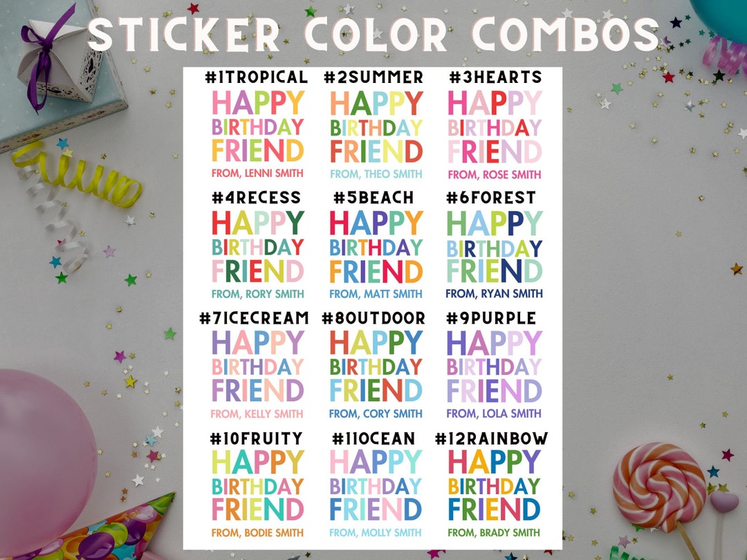 Happy Birthday Friend Gift Stickers | Birthday Party Stickers | Kids ...