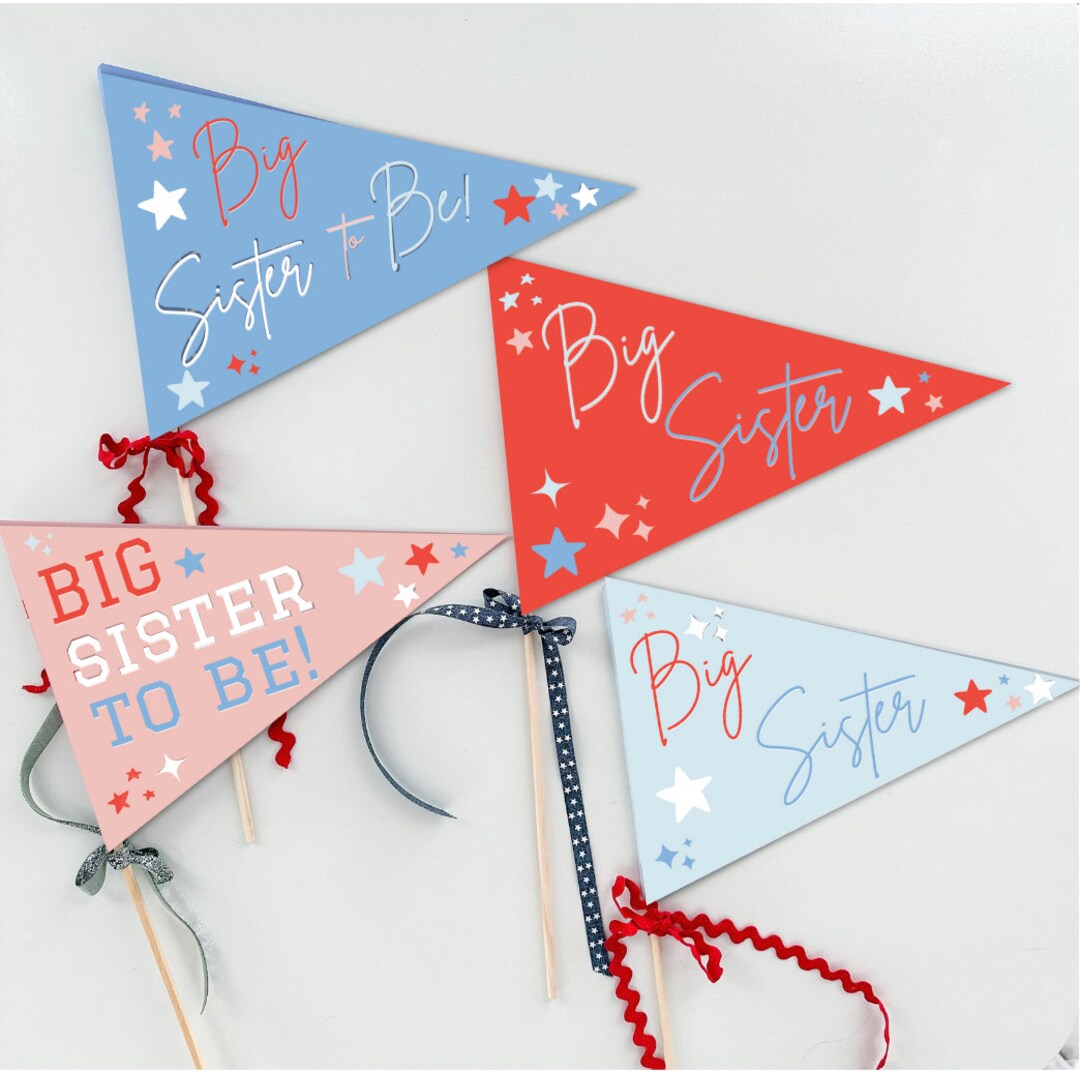 Big Sister Pennant Flag Printables | 4th of July Pennant Flag | 4th of ...