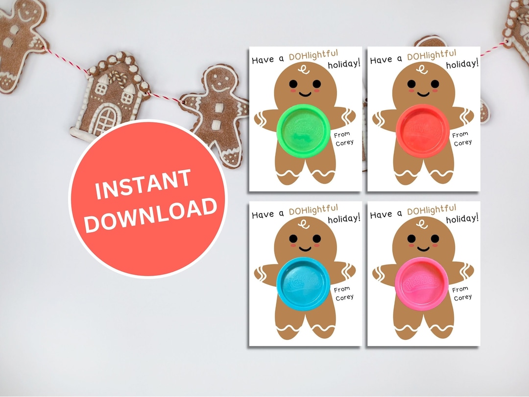 Gingerbread Playdoh Cards Christmas Holiday Playdoh Printable Kids ...