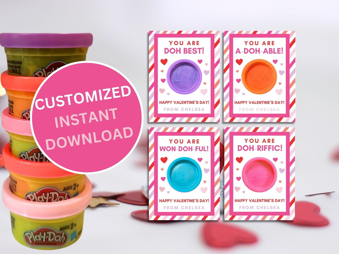 CUSTOM Valentine's Day Play Doh Cards | Digital Valentine Playdoh Card ...