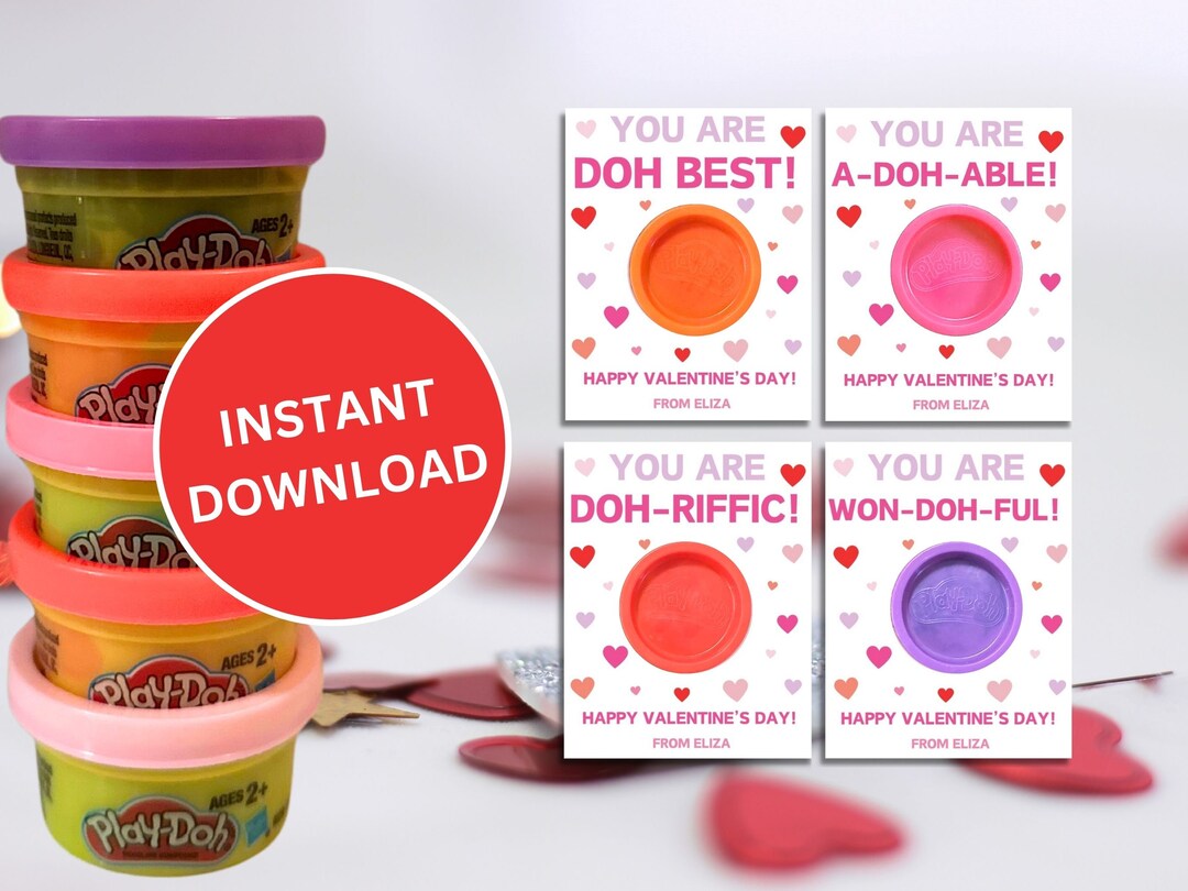 Valentine's Day Heart Playdoh Cards | Valentine Playdoh | Printable ...