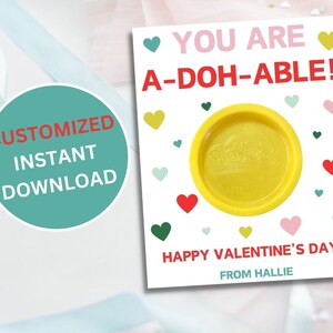 CUSTOM Valentine's Day Play Doh Cards | Digital Valentine Playdoh Card ...