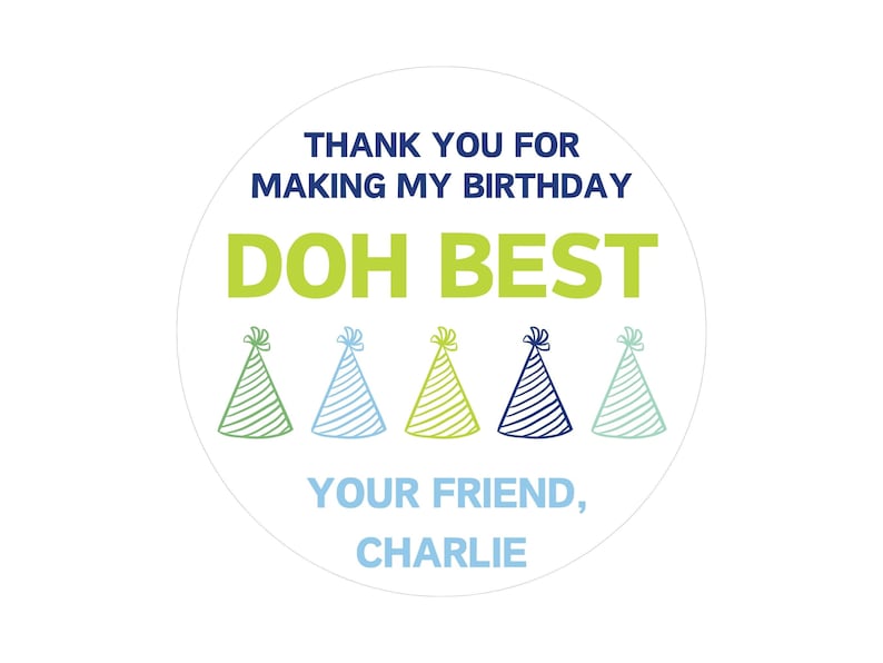 DOH BEST Birthday Stickers Birthday Party Sticker Birthday Playdoh Non ...