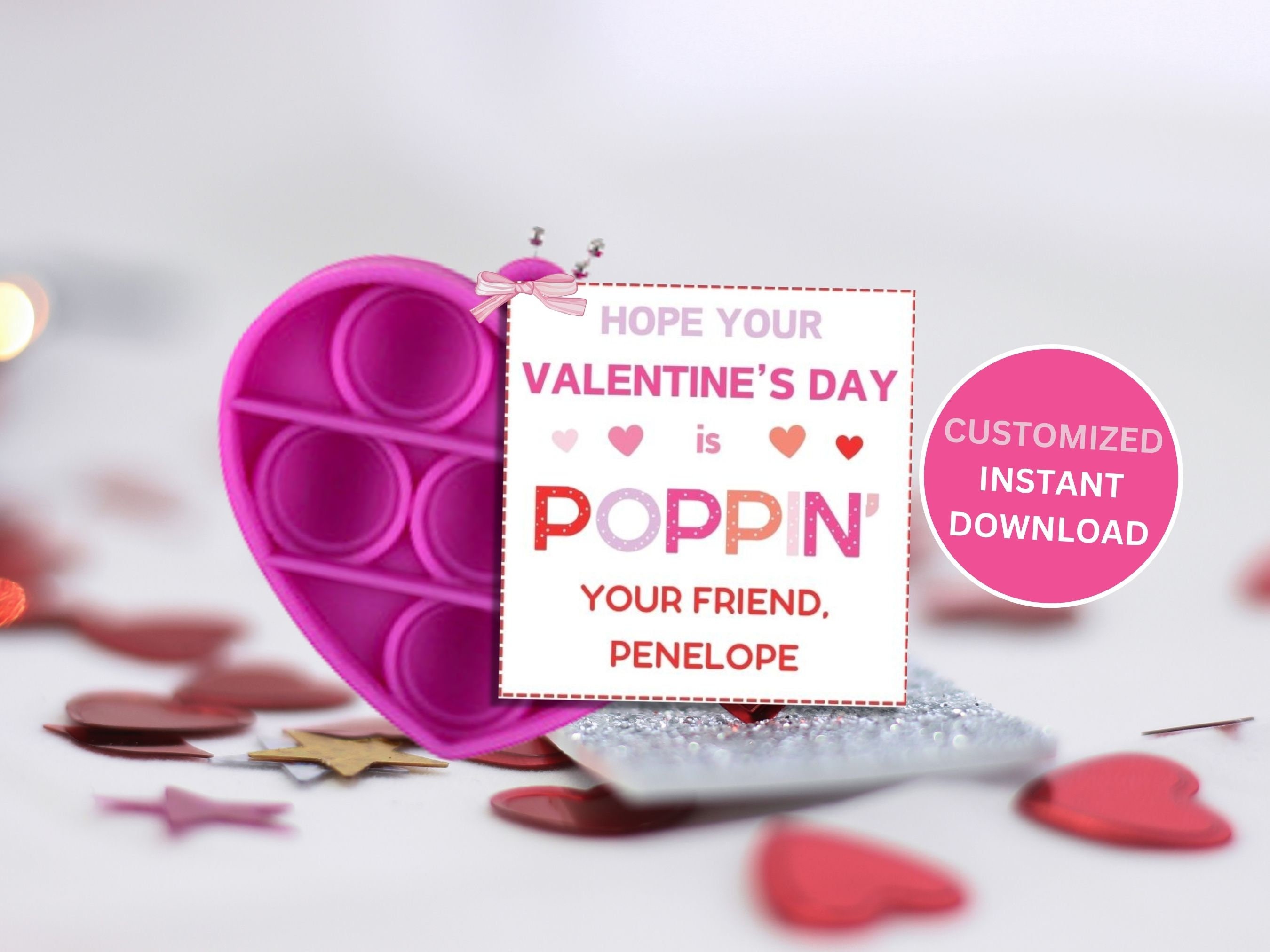 CUSTOM Valentine Pop It Tags | Valentine Poppin Tags With Name ...