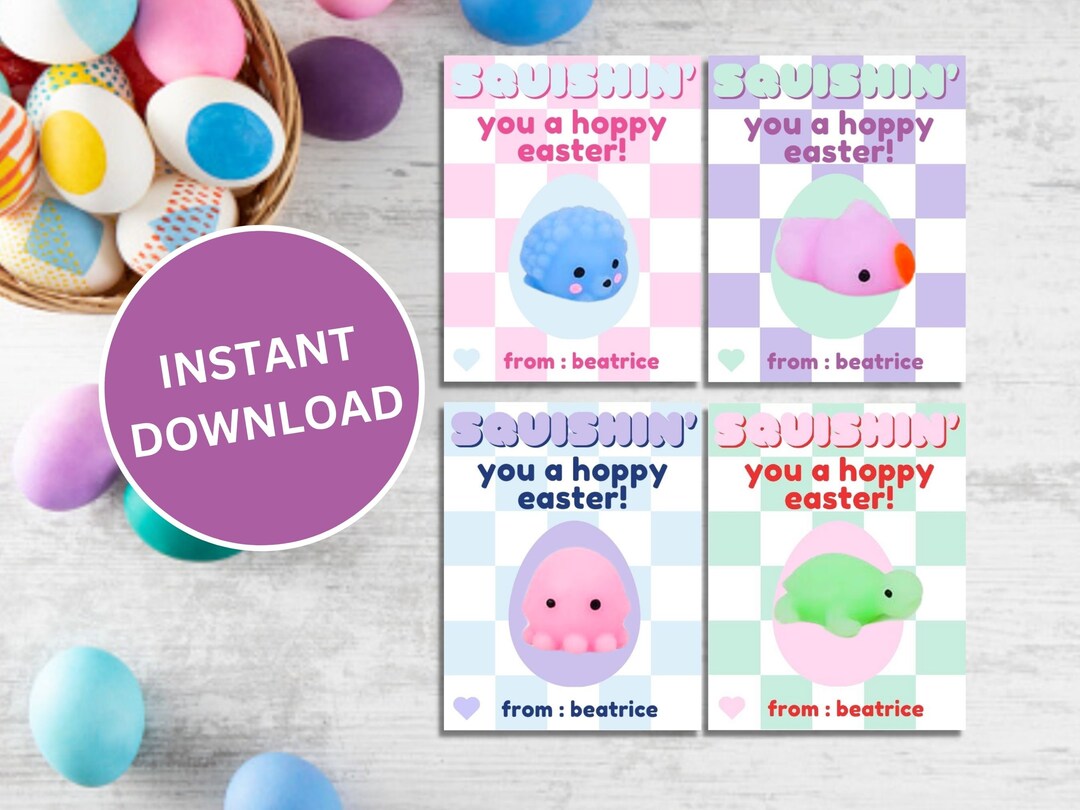 Squishy Easter Card With Name | Squishin' You A Hoppy Easter Tag ...