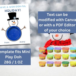 Snowman Play Doh Cards - Blue Font - Holiday Playdoh - Printable Kids ...