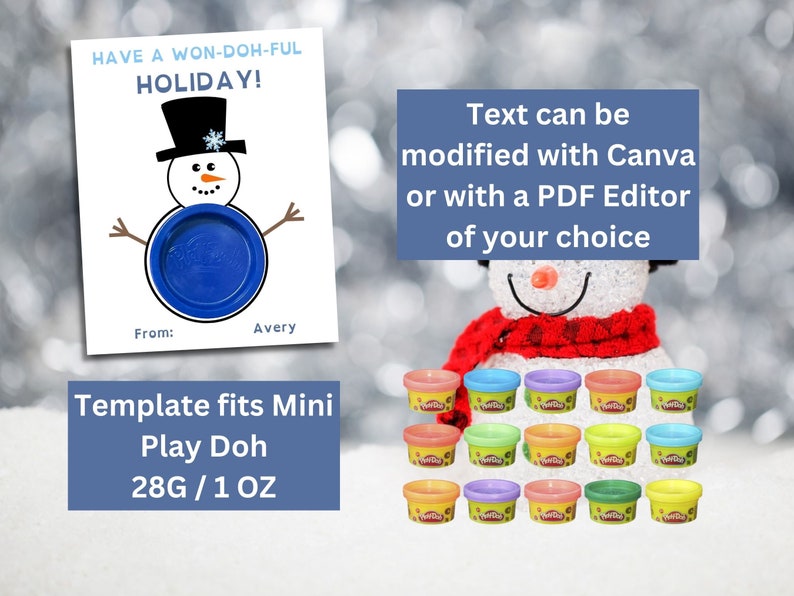 Snowman Play Doh Cards Blue Font Holiday Playdoh Printable Kids ...