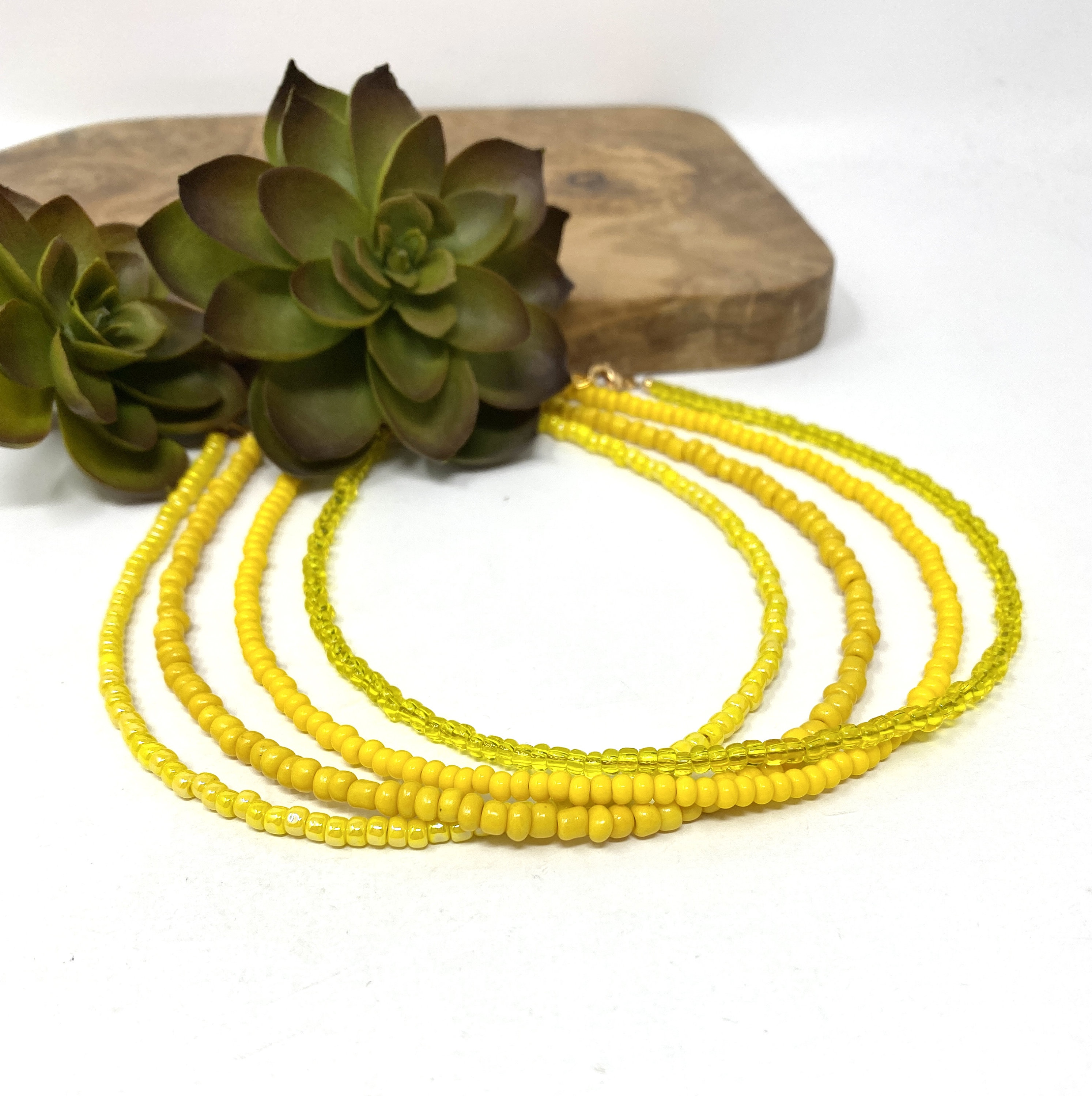 Yellow Seed Bead Choker Necklace, Anklet, Bracelet, Custom Jewelry Made ...