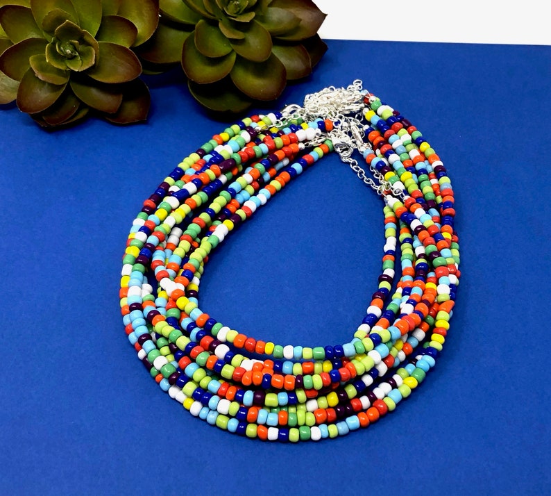 Multi Colored Seed Bead Choker Tiny Colorful Bead Choker Etsy