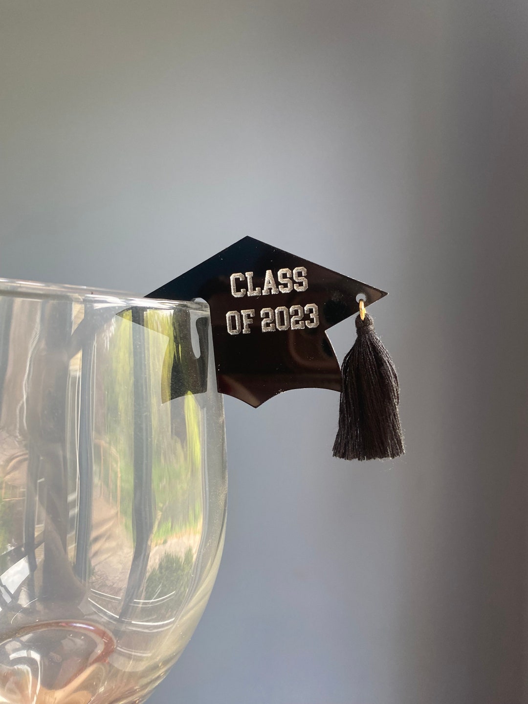 Custom Grad Cap / Mortar Board Champagne Glass Markers, Escort Card ...