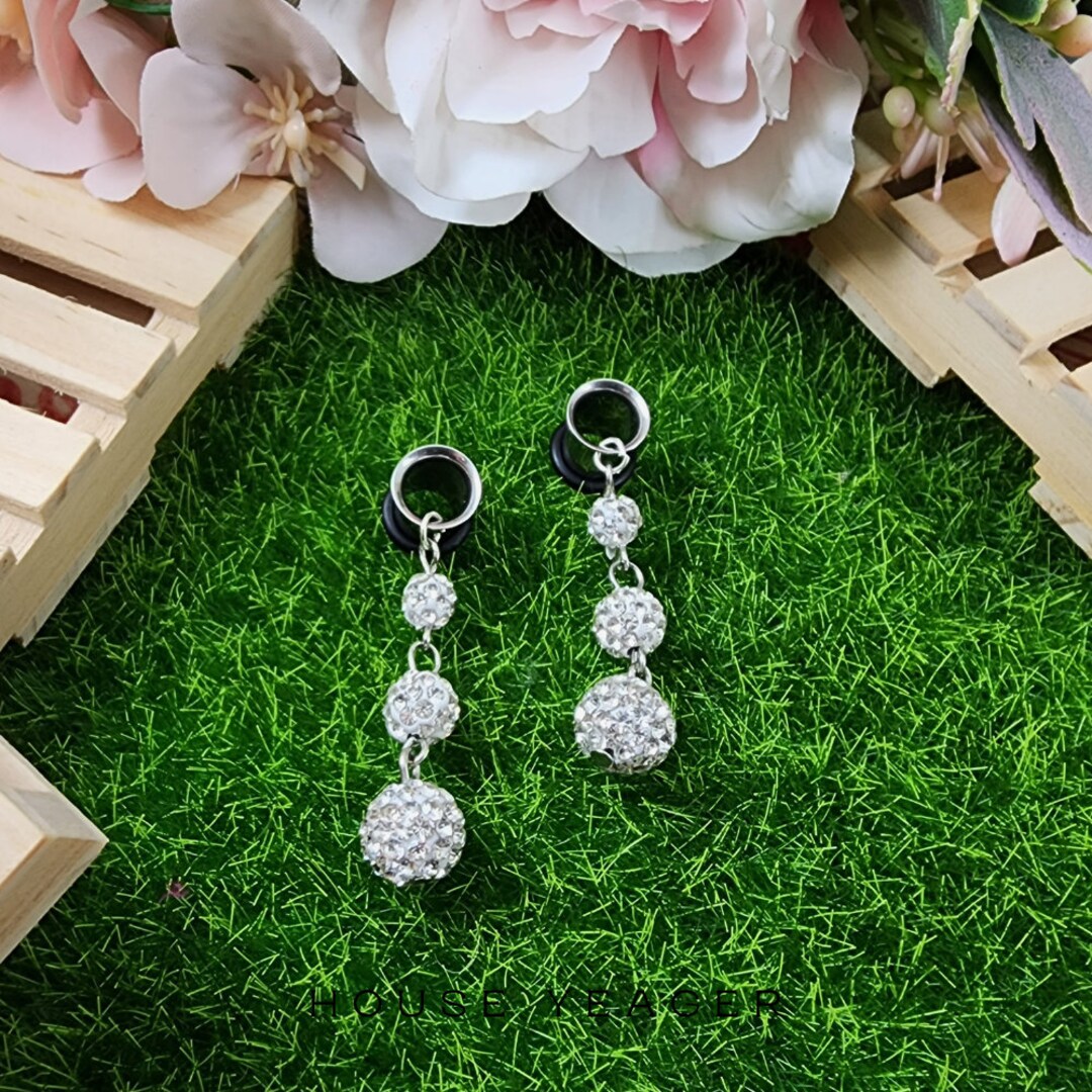 The Crystal Drop Pair, Dangle Gauge & Plug Earrings, Formal Honeymoon ...