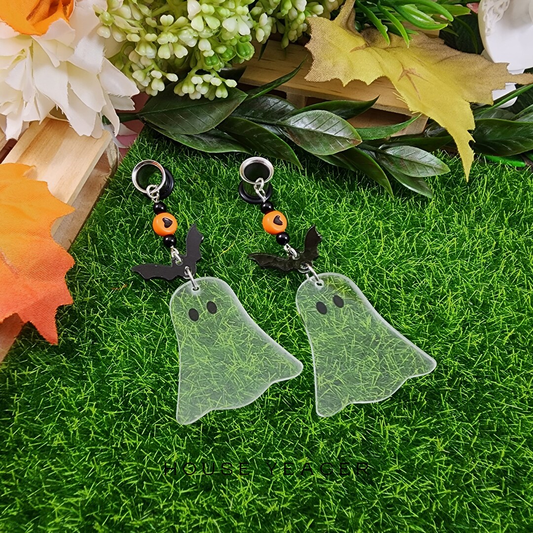 The Bat Ghost Besties Pair Dangle Gauge & Plug Earrings - Etsy