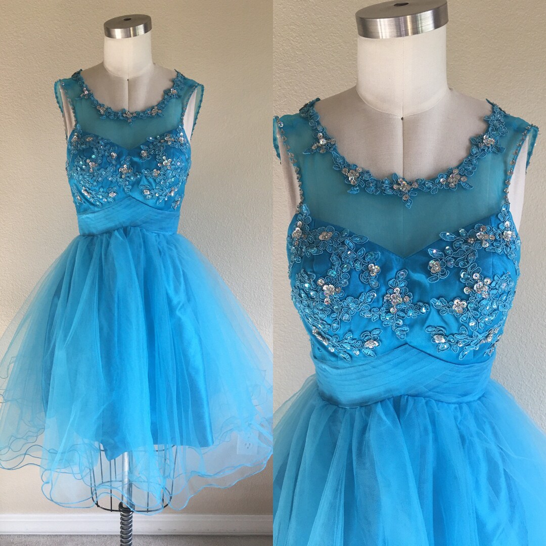 Turquoise Mini Tulle, Prom Dress, Prom, Homecoming, Sweet 16, Party ...