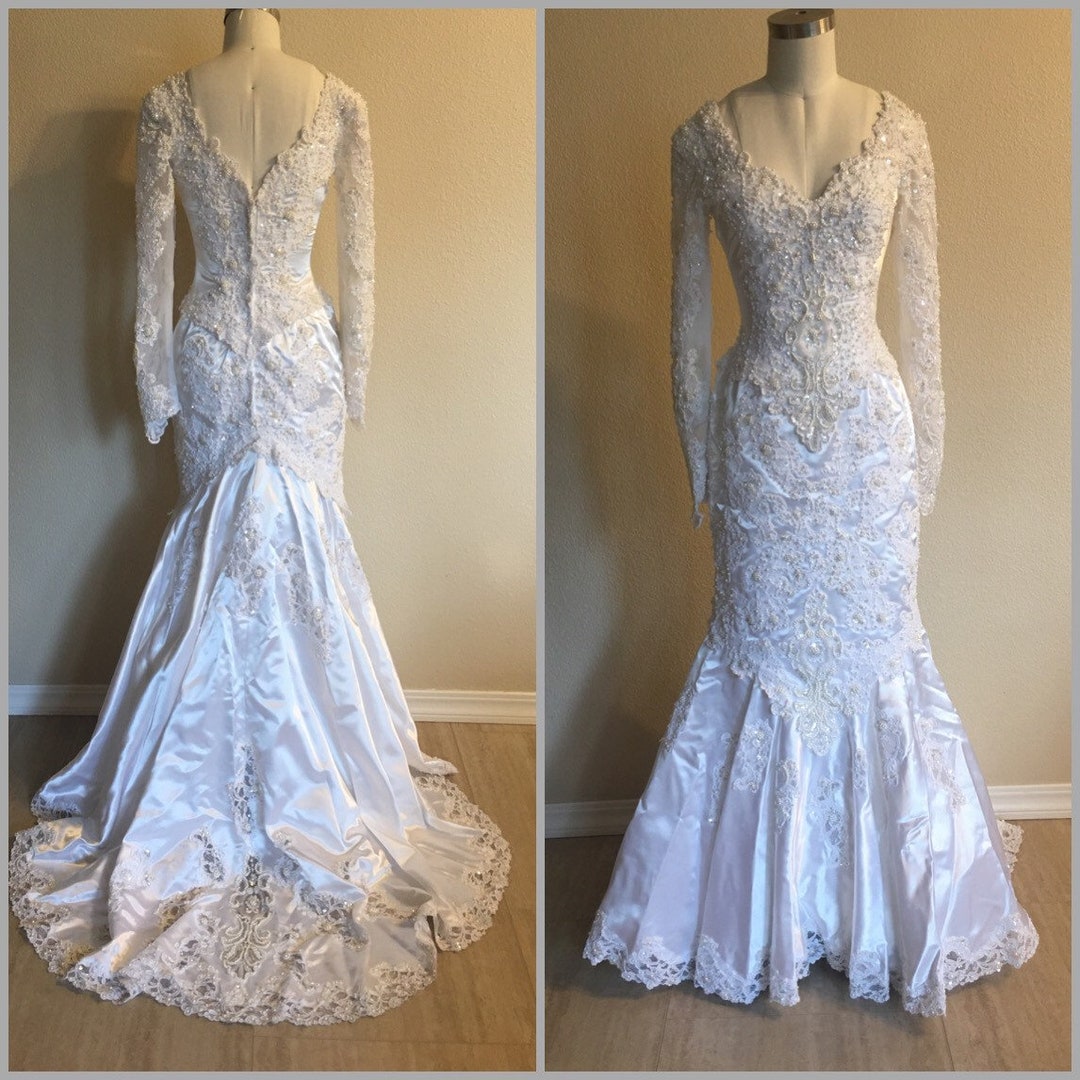 New Mori Lee White Beaded Lace Appliqué, Traditional Wedding Dress ...